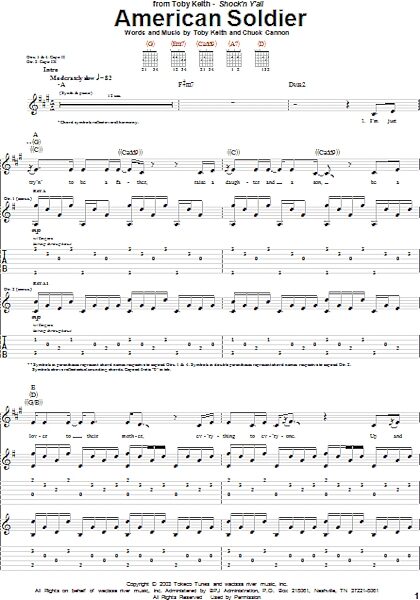 American Soldier - Guitar TAB | zZounds