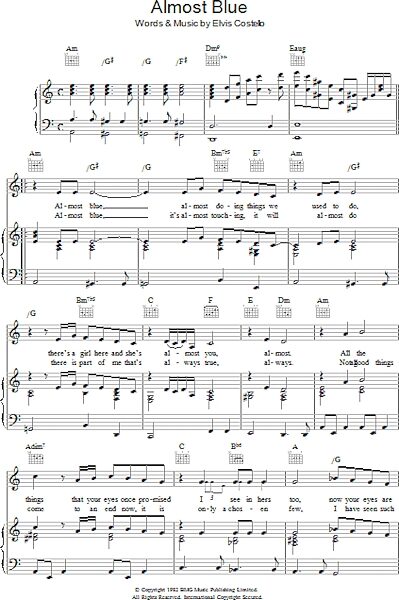 Almost Blue - Piano/Vocal/Guitar | zZounds